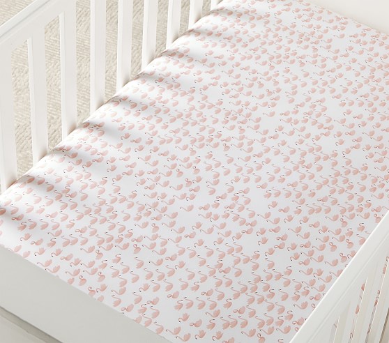 Watercolor Swan Organic Crib Fitted Sheet | Pottery Barn Kids