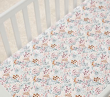 Organic Field Floral Crib Fitted Sheet | Pottery Barn Kids