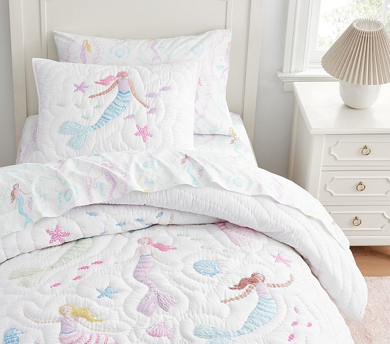 Organic Bailey Mermaid Kids' Sheet Set | Pottery Barn Kids