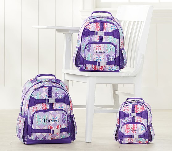 Mackenzie Lavender & Purple Preppy Butterflies Girls Backpack | Pottery ...