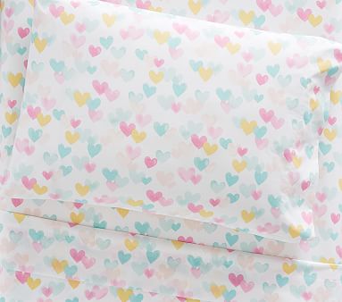 Organic Retro Heart Toddler Sheet Set | Pottery Barn Kids