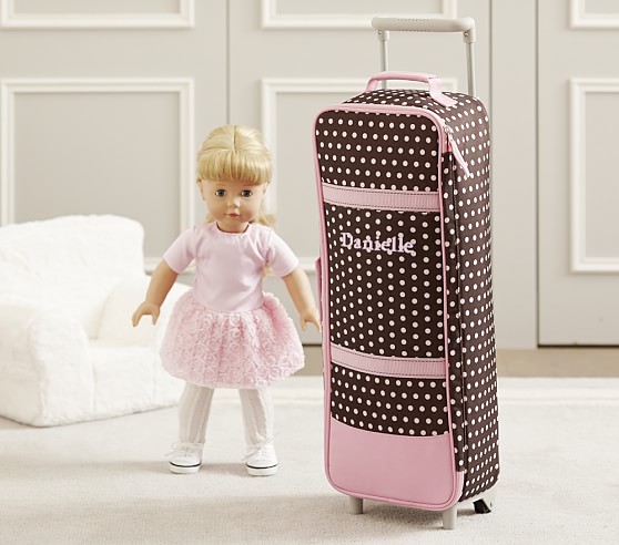 Chocolate Dot Rolling Doll Carrier | Pottery Barn Kids