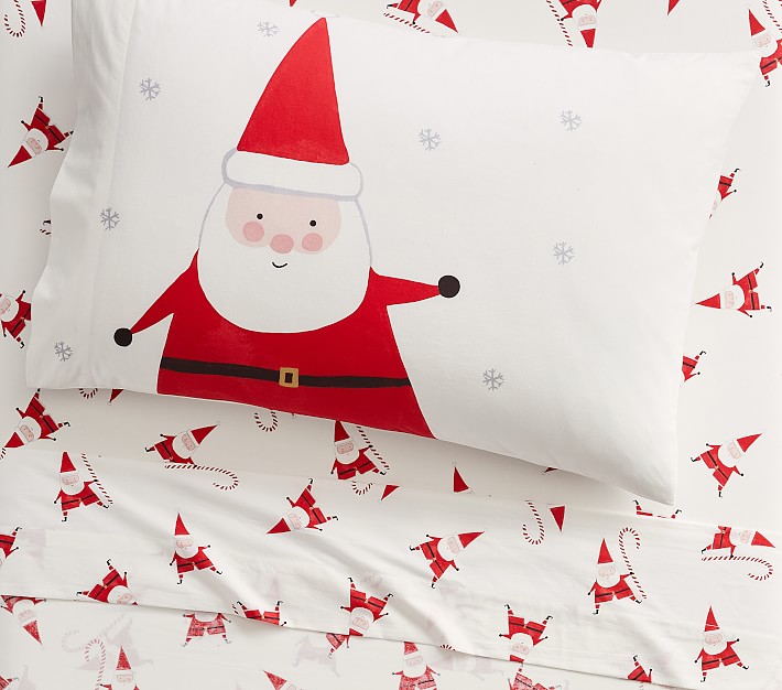 west elm x pbk Modern Organic Smiley Santa Icon Pillowcase | Pottery ...