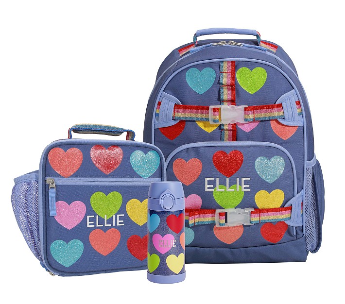 Mackenzie Rainbow Glitter Hearts Backpack & Lunch Bundle, Set of 3 | Pottery Barn Kids
