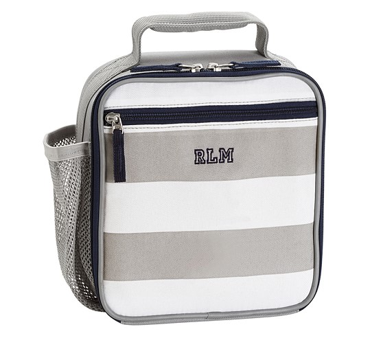Fairfax Gray/White Stripe Classic Lunch Box | Pottery Barn Kids