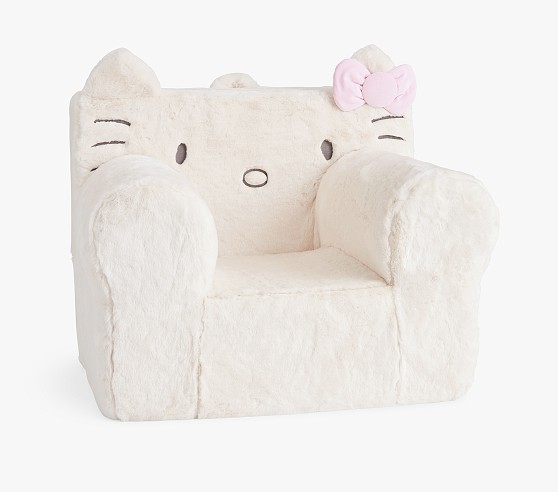 Oversized Anywhere Chair®, Hello Kitty® Faux-Fur Ivory | Pottery Barn Kids