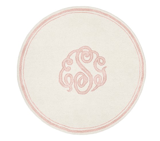 Cursive Monogram Round Rug | Pottery Barn Kids