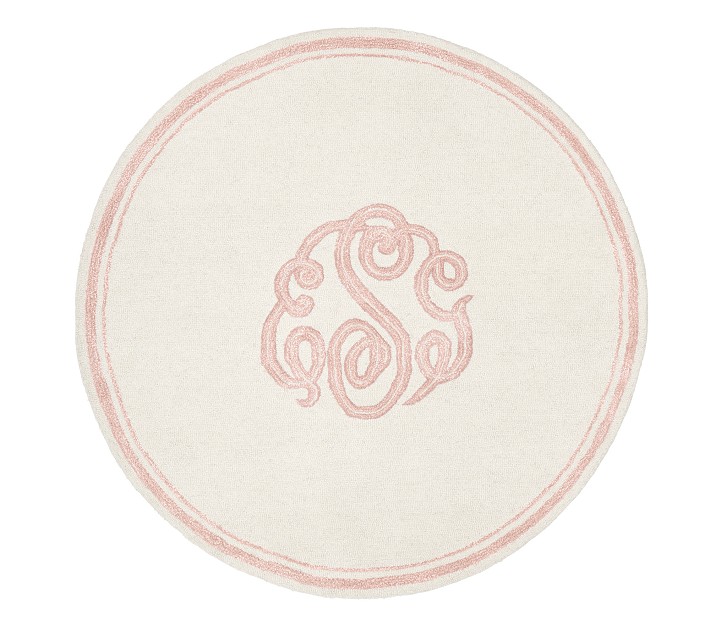 Cursive Monogram Round Rug | Pottery Barn Kids