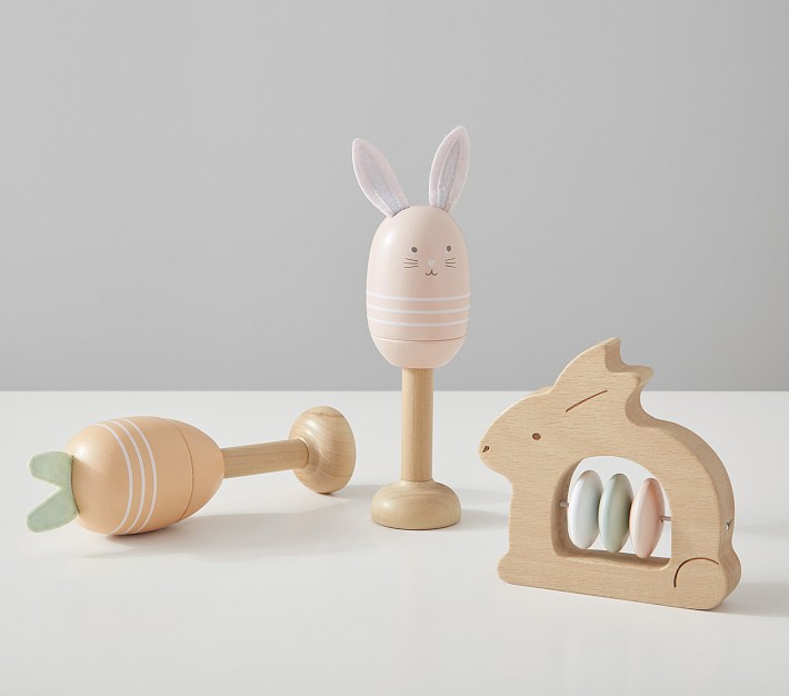 Bunny Maraca & Jingle Wooden Set | Pottery Barn Kids
