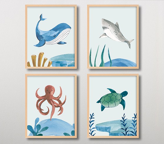 Minted® Ocean Friends Wall Art by Teju Reval | Pottery Barn Kids
