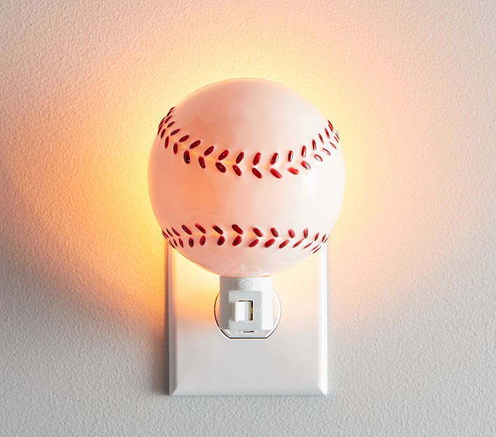 Ceramic Embossed Baseball Nightlight | Pottery Barn Kids