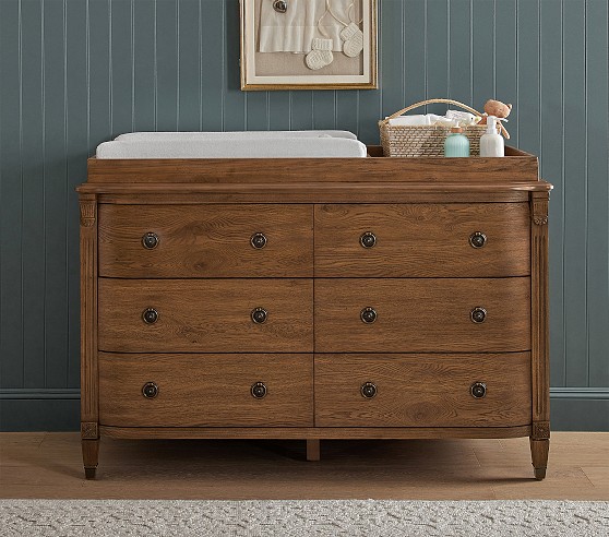 Chris Loves Julia Aged Oak 6-Drawer Dresser & Topper Set (56w x 20d ...