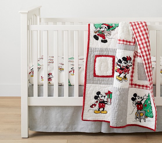 Disney Mickey Mouse Holiday Baby Bedding Set | Pottery Barn Kids