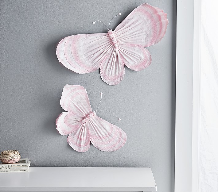 Pink Crepe Paper Butterflies, Set of 2 | Pottery Barn Kids