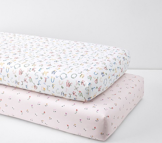 Pink Floral Organic Crib Sheet Bundle - Set of 2 | Pottery Barn Kids