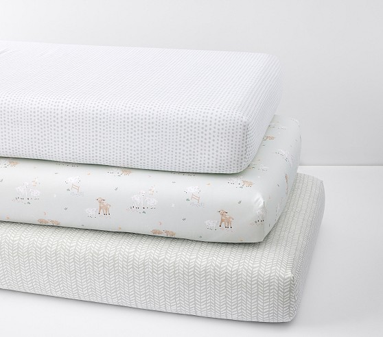 Sage Sheep Organic Crib Sheet Bundle - Set of 3 | Pottery Barn Kids
