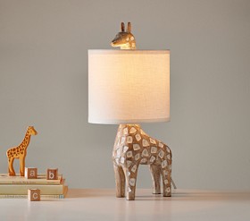 Carved Wood Giraffe Table Lamp (17") | Pottery Barn Kids