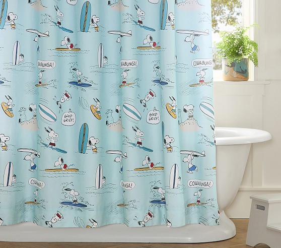 Peanuts® Snoopy® Surf Shower Curtain | Pottery Barn Kids