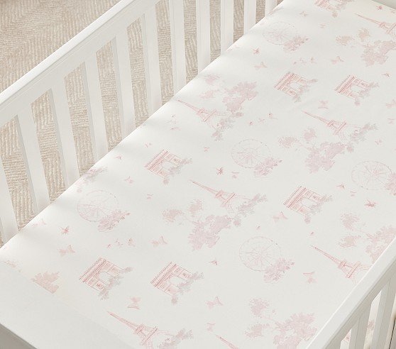 Monique Lhuillier Paris Toile Crib Fitted Sheet | Pottery Barn Kids