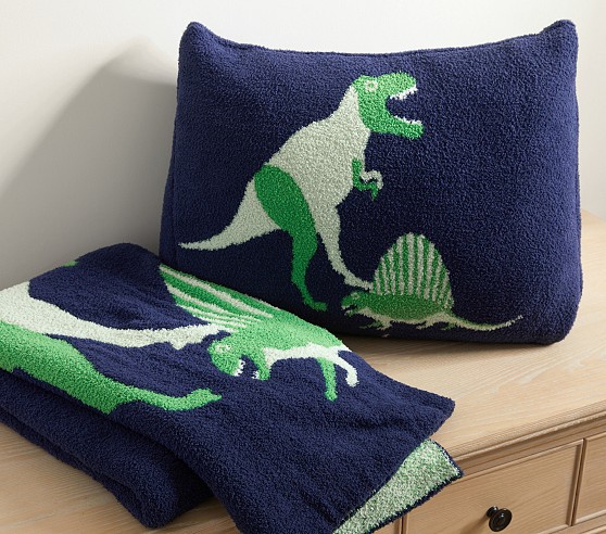 Dino Fuzzy Throw Blanket & Wedge Pillow Set | Pottery Barn Kids