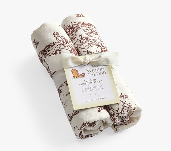 Disney's Winnie the Pooh Toile Organic Burp Cloth, Set of 2 | Pottery ...