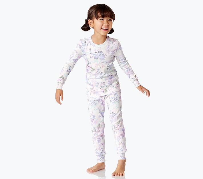 LoveShackFancy Lavender Damask Organic Cotton Tight Fit Pajama Set ...