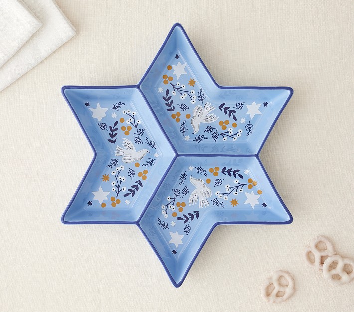 Rifle Paper Co. Hanukkah Shaped Divided Platter | Pottery Barn Kids