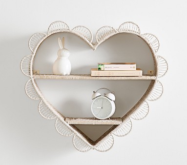 Quinn Rattan Heart Shelf 24.5 x 27 Pottery Barn Kids