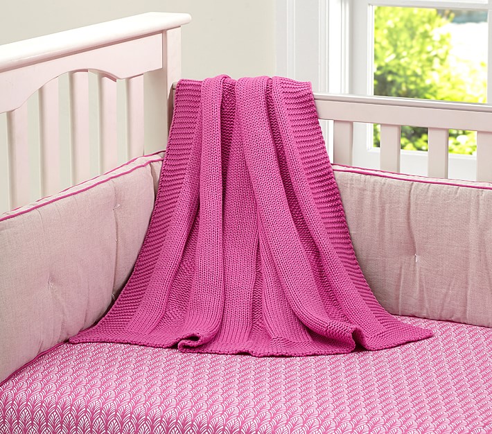 Bright Pink Mini Crib Linen Nursery Bedding | Crib Bedding | Pottery ...