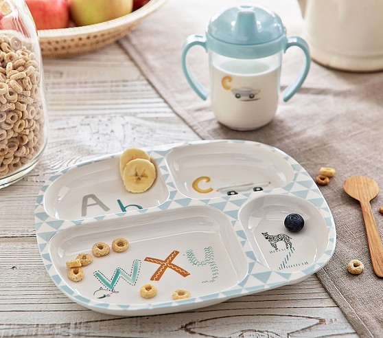 Blue ABC Chevron Baby Plate Set | Pottery Barn Kids
