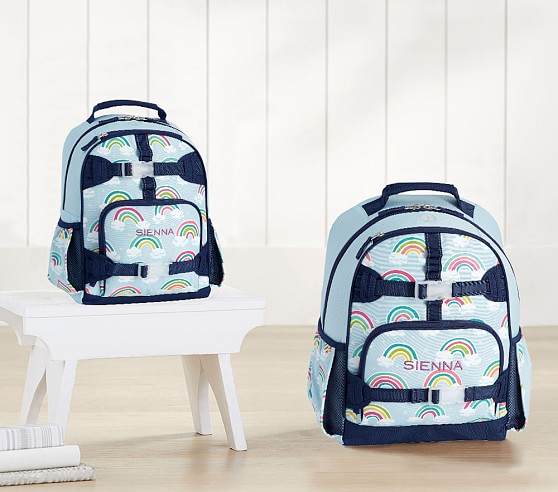 Light Blue Reflective Rainbow Kids Backpacks | Pottery Barn Kids