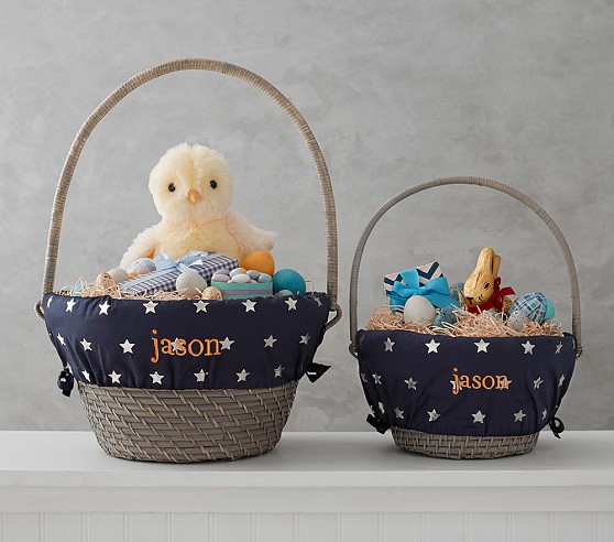 Silver Metallic Print Easter Basket | Pottery Barn Kids