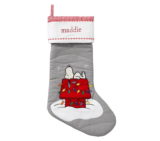 Snoopy® Doghouse Quilted Christmas Stocking | Pottery Barn Kids