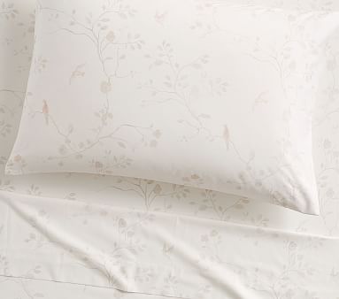 Monique Lhuillier Sateen Floral Bird Kids' Sheet Set | Pottery Barn Kids