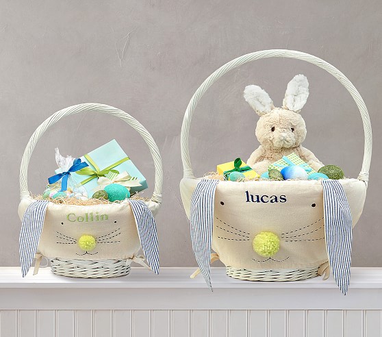 Bunny Pom-Pom Easter Basket | Pottery Barn Kids