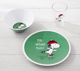 Snoopy® Oh What Fun Kids Christmas Dinnerware Gift Set | Pottery Barn Kids