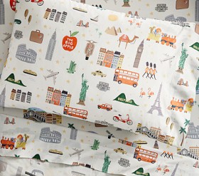 Rifle Paper Co. Globe Trotter Organic Toddler Bed Sheet Set | Pottery ...
