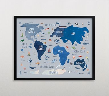 Minted® Nautical Map Framed Art by Carrie Cantwell | Pottery Barn Kids