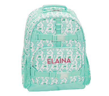 Mackenzie Roller Rabbit Aqua Monkey Backpacks | Pottery Barn Kids