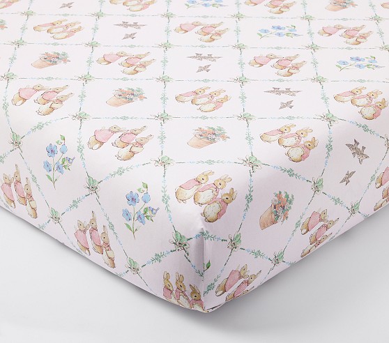 Peter Rabbit™ Flopsy™ Lattice Organic Crib Fitted Sheet | Pottery Barn Kids