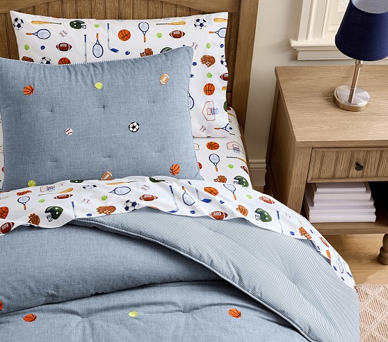 Embroidered Multi Icons Comforter & Shams | Pottery Barn Kids