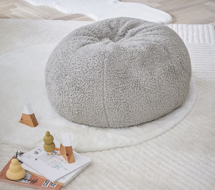 Anywhere Beanbag Gray Cozy Sherpa