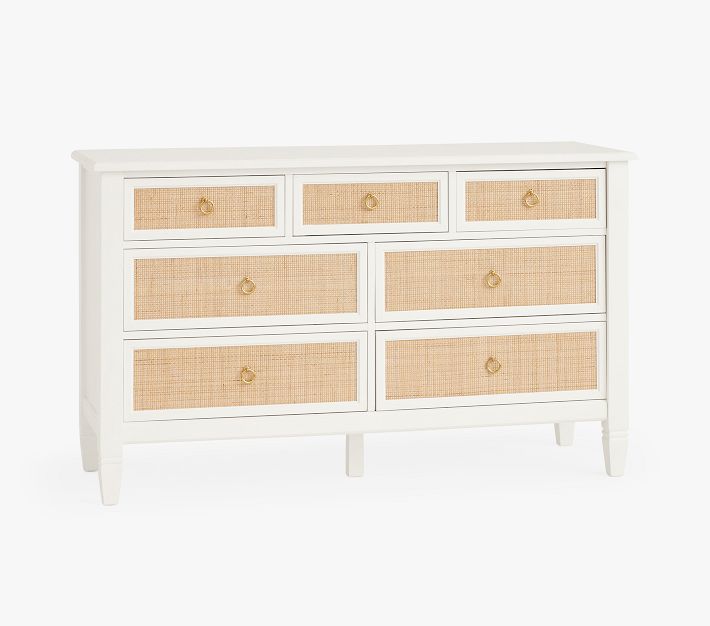 Ava Regency Caned Extra Wide Dresser Simply White Natural Cane