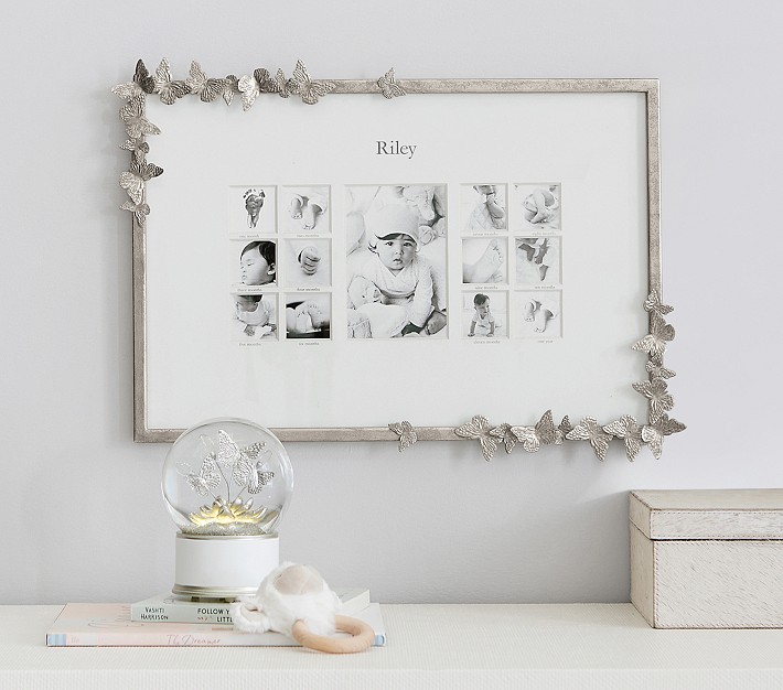 Monique Lhuillier Silver Butterfly First Year Frame 15.5 x 22