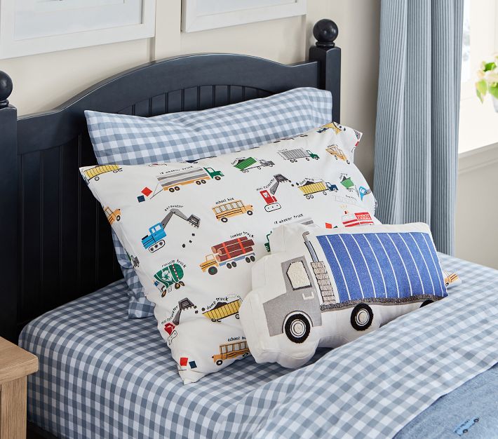 Boys Organic Check Kids Sheets Pottery Barn Kids