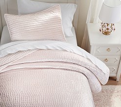 Pottery Barn Kids Velvet Pick Stitch Quilt Twin Light Lavender