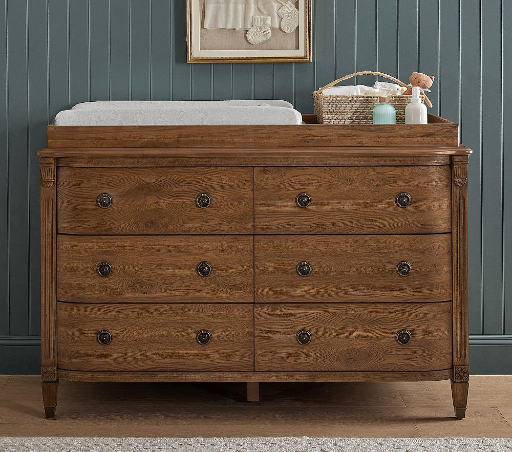 Chris Loves Julia Aged Oak 6-Drawer Dresser & Topper Set (56w x 20d ...