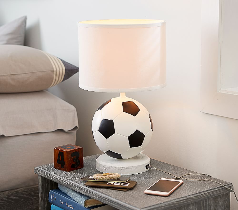 Soccer Table Lamp With USB | Pottery Barn Kids