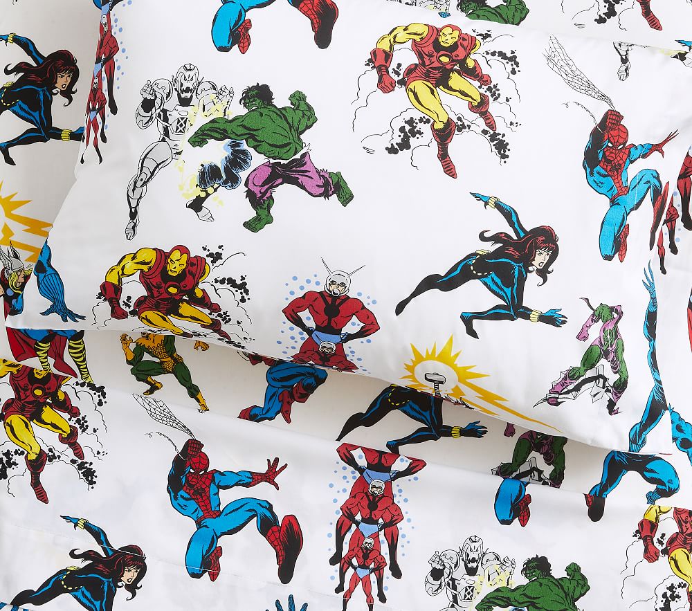 Marvel Heroes Toddler Bed Sheet Set & Pillowcase | Pottery Barn Kids