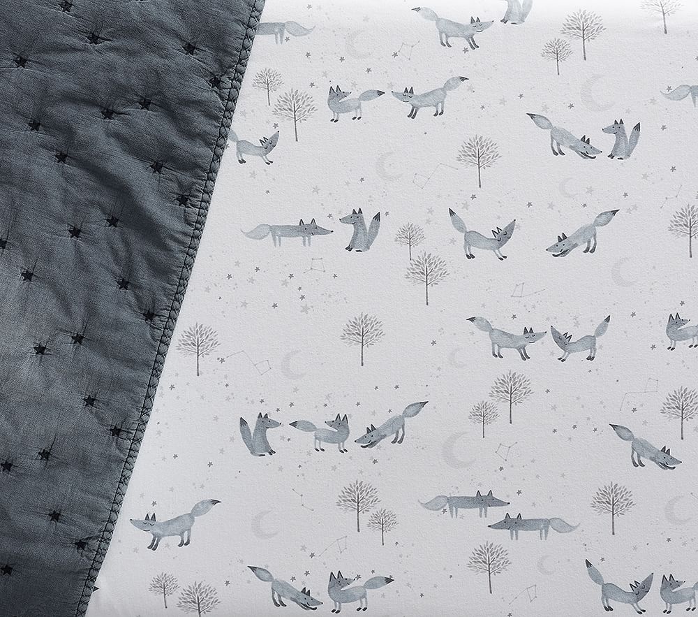 Organic Flannel Forest Fox Crib Sheets | Pottery Barn Kids